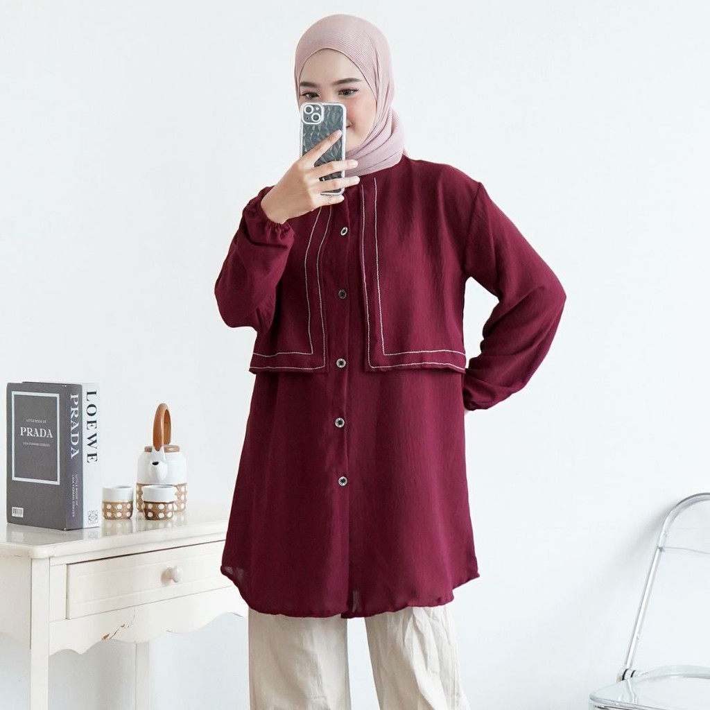 KEMEJA - Triana Blouse Modern Oversized Shirt Tops for Muslim Women ...