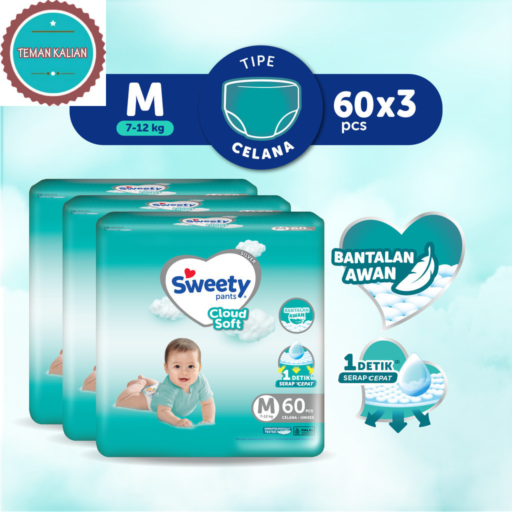 Sweety Silver Pants Cloud Soft M 60s x 3 Baby Diapers | Shopee Malaysia
