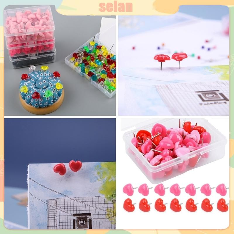 SELAN Plastic Push Pins Colorful Map Pins for School Cork Board Push ...