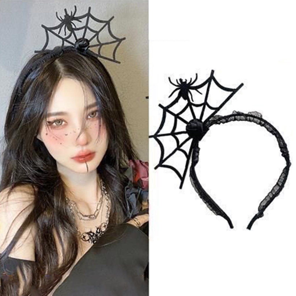Halloween_ Halloween Headband Bat Witch Hat Horn Spider Decor Black ...