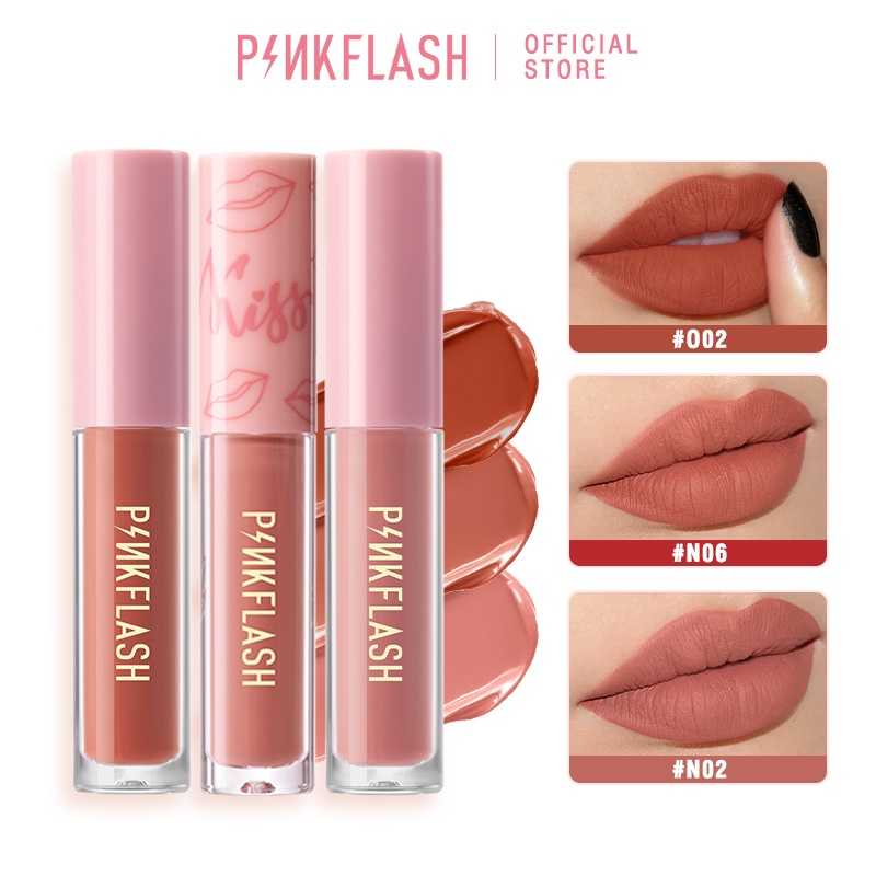 PINKFLASH 3 PCS Lip Set Matte Liquid Lipstick Soft VE Moisturizing Lip ...