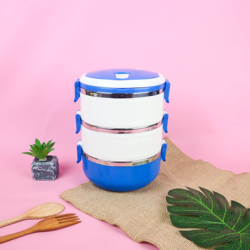 Plain 3 Layer Stainless Steel Round Lunch Box - DMJ | Shopee Malaysia