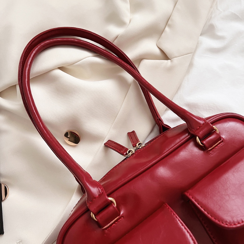 KKD Retro Red Women\'s Satchel Hobo Bag Patent Leather Multi Pocket ...