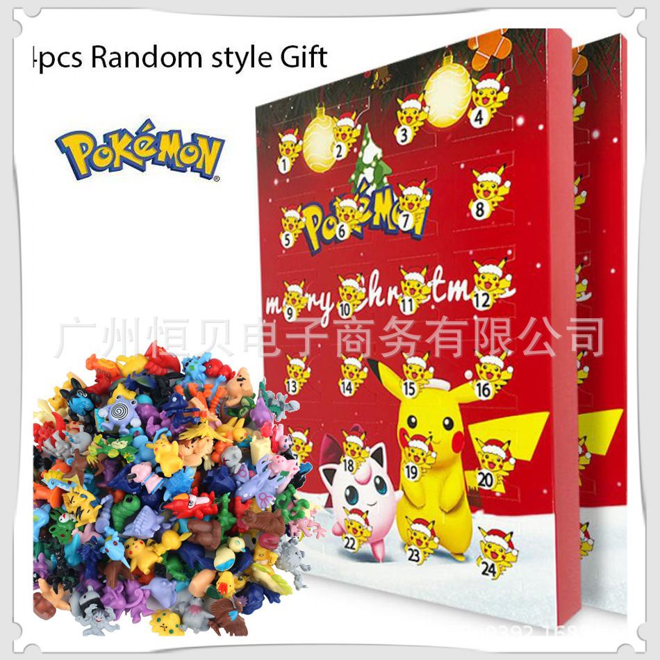 24pcs/box Christmas Blind Box Pokemon Figure Christmas Advent Calendar ...