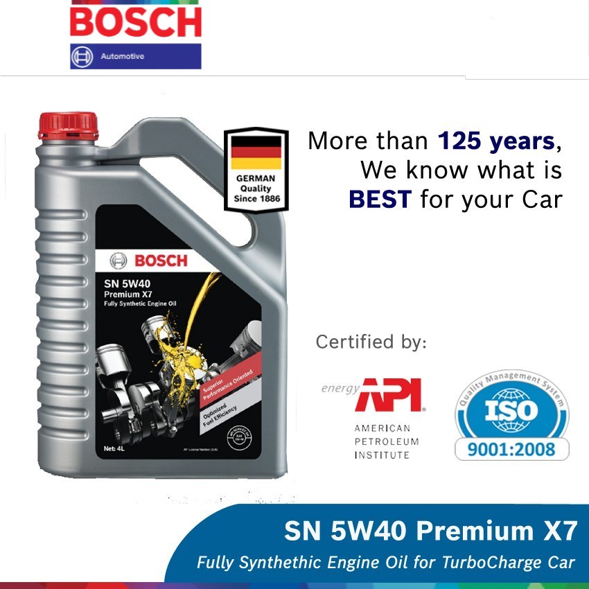 Bosch Premium X7 5W40 Fully Synthetic Engine Oil 4L 1987L24073 | Shopee ...