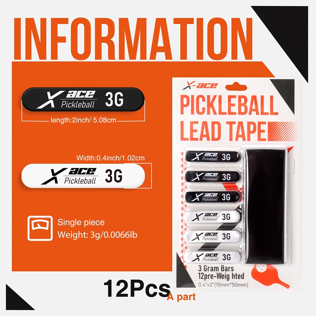 Weighted Pickleball Lead Tape with Adhesive Strips for Improved Control ...