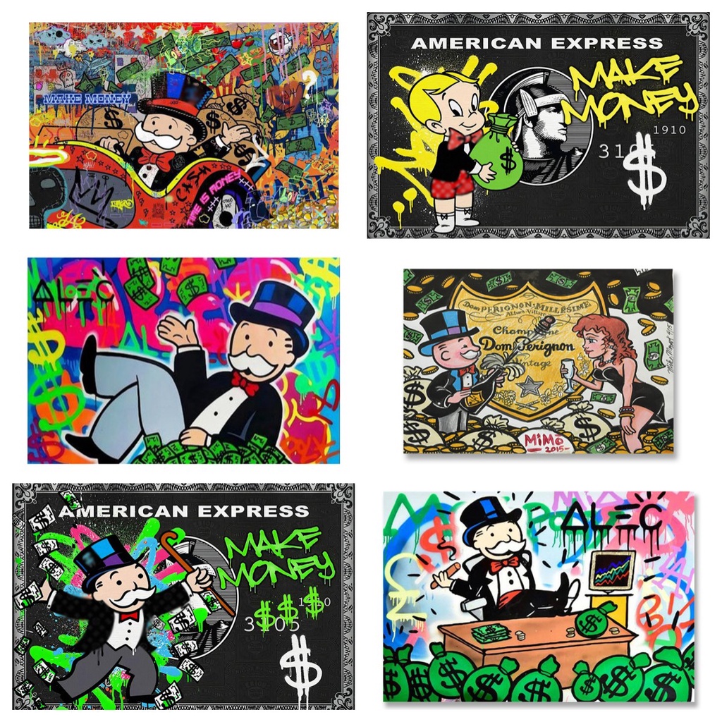 Graffiti Monopoly Millionaire Money Street Art Canvas Print Painting ...