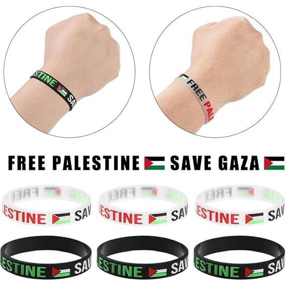 FREE PALESTINE SAVE GAZA Silicone Wristband Palestinians Palestine Flag ...
