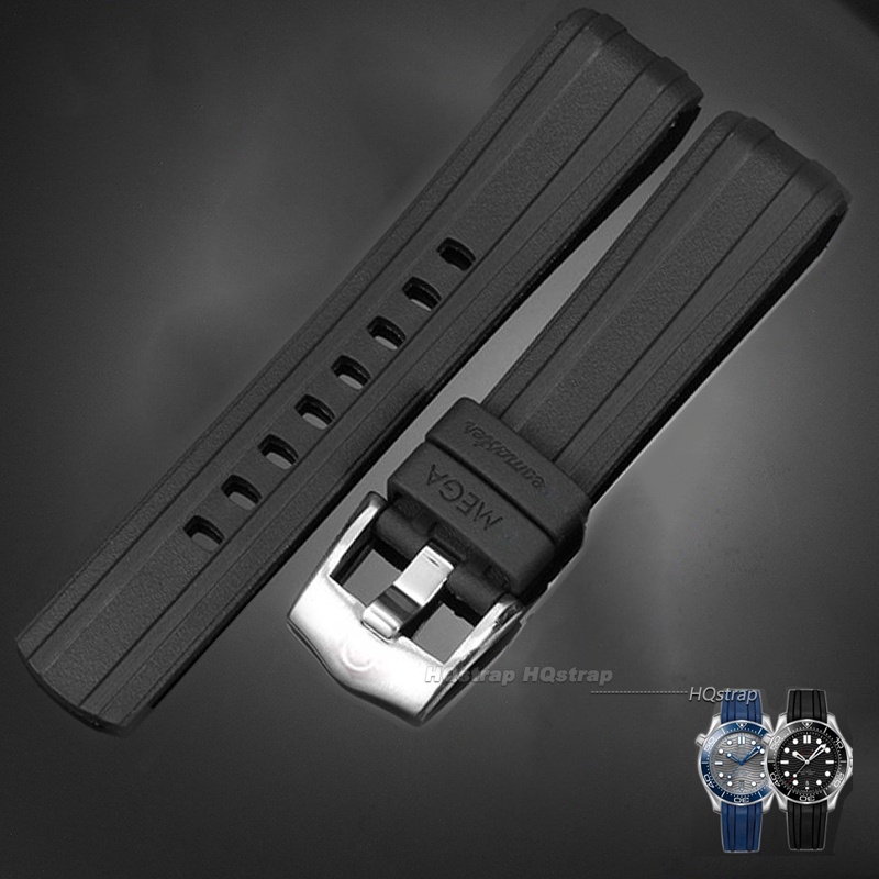 Curved End 20mm Rubber Strap for Omega Seamaster 300 Replacement ...