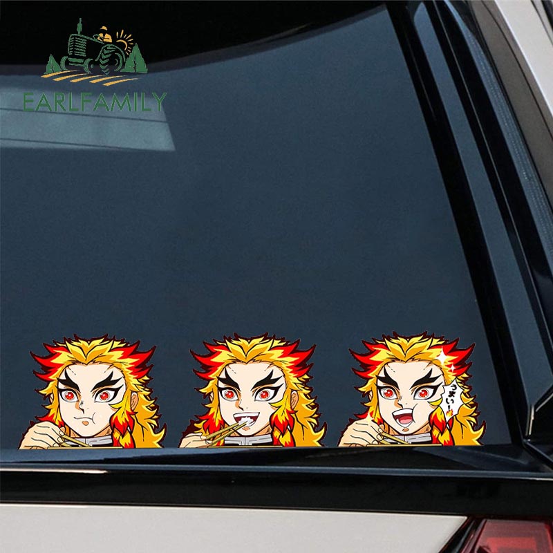 EARLFAMILY 13cm Rengoku Kyoujurou Peek Car Sticker Demon Slayer Anime ...