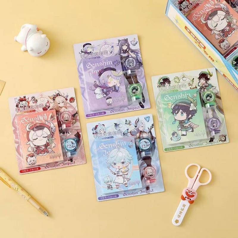 2023 Kawaii Genshin Impact Stamp Cute Notebook Gift Box Set Notepad ...