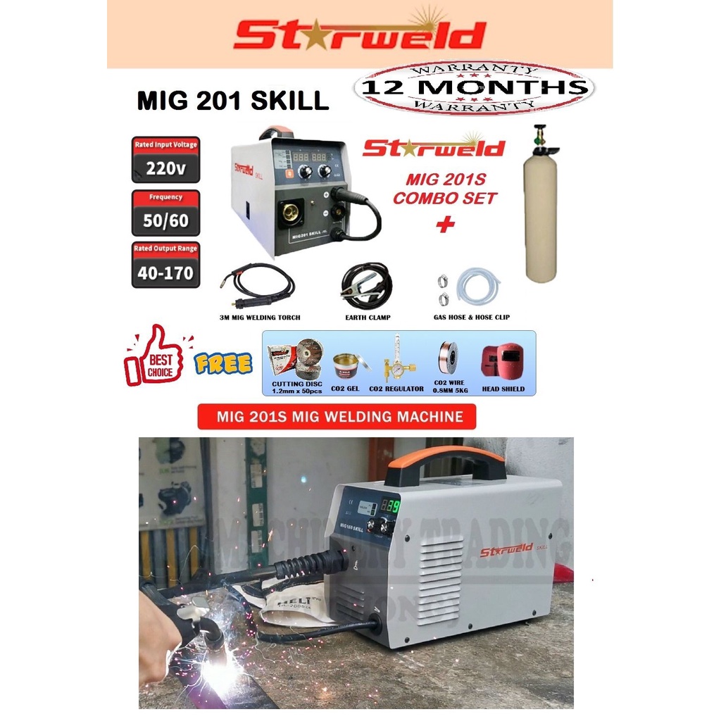 StarWeld MIG 201-Skill Inverter Welding Machine Complete Set | Shopee ...