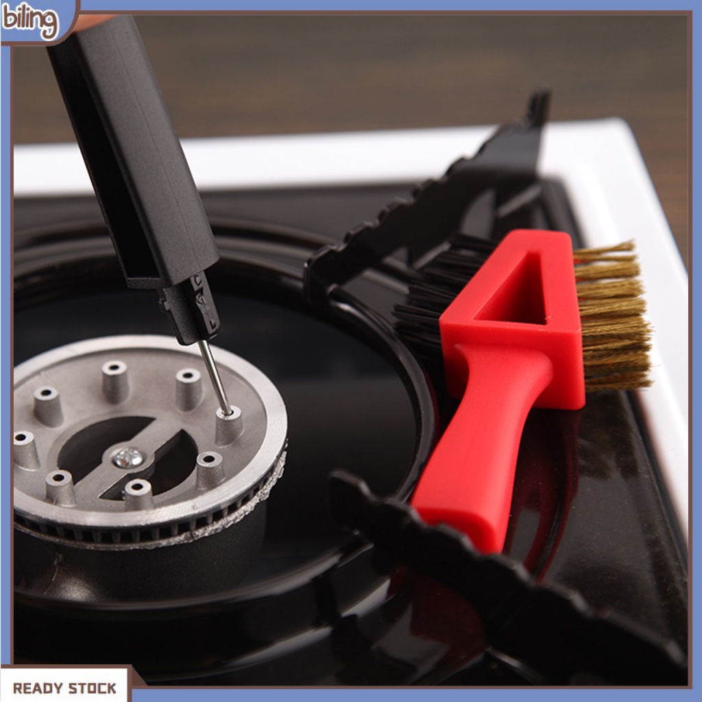 {biling} Gas Cooker Cleaning Brush 4 in 1 Brass Wire Nylon Bristles ...