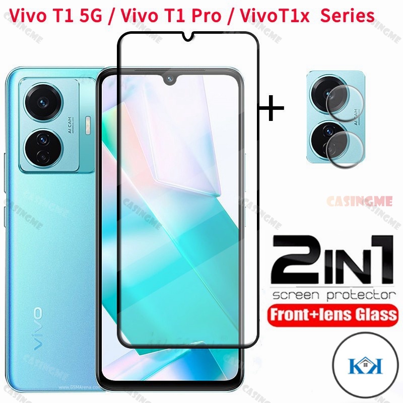 KK 2 in 1 Screen Protector For Vivo T1 5G T1x Full Cover Tempered Glass ...