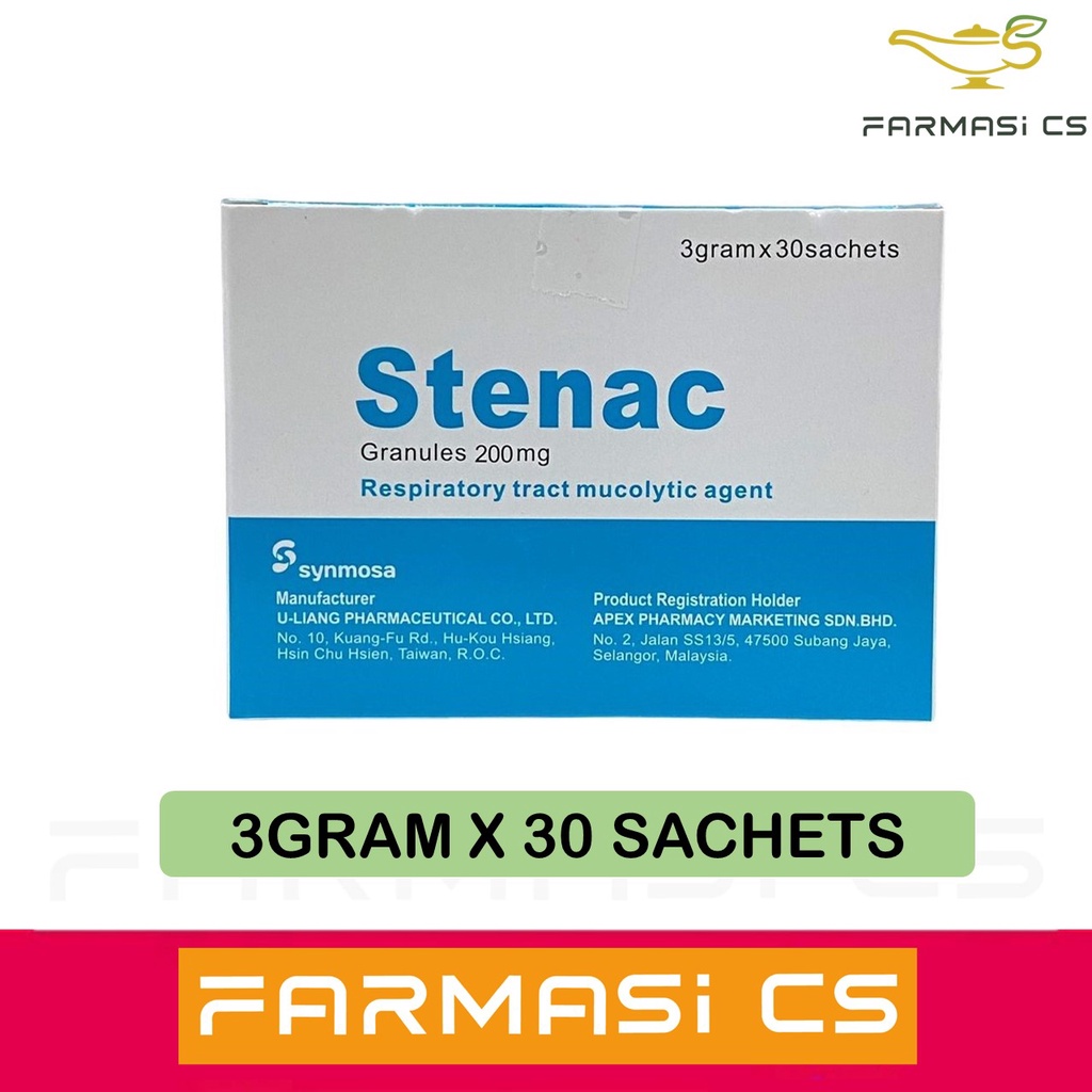 Stenac Granules 200mg 3g x 30 sachets EXP:01/2025 [ N-Acetylcysteine ...