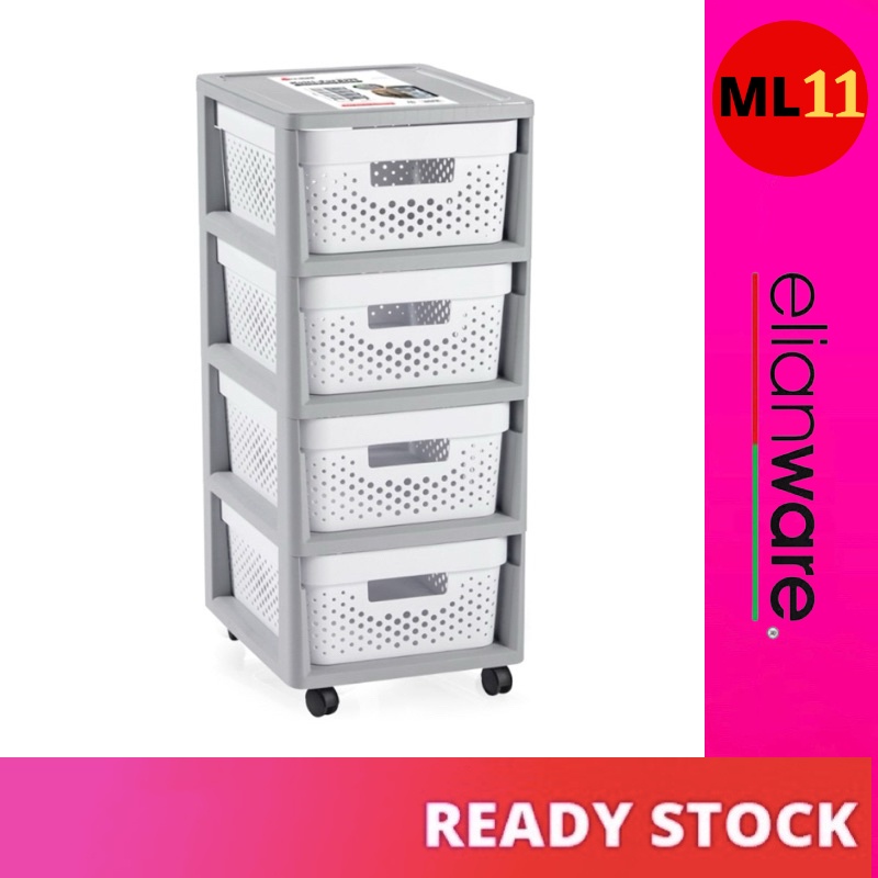 ELIANWARE (4 Layers) Multipurpose Moveable Storage Cabinet Storage Box ...