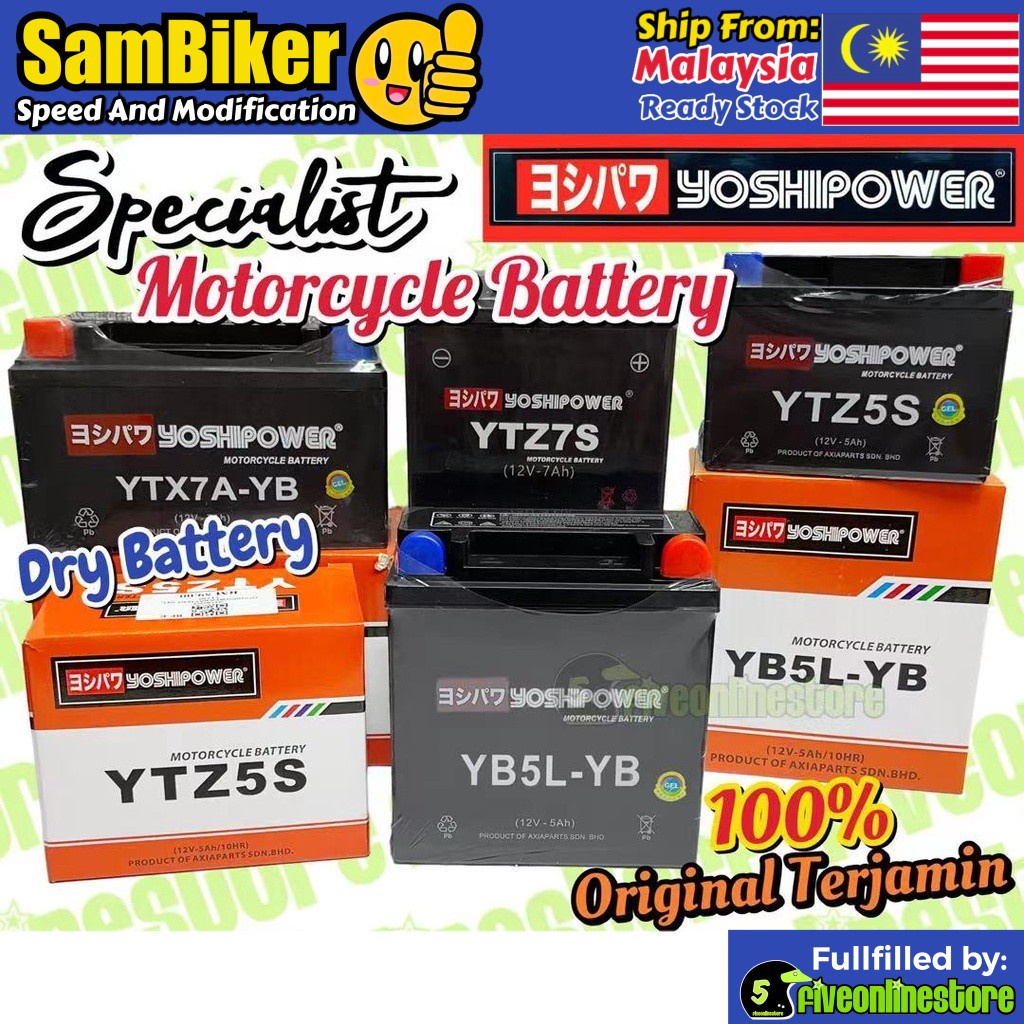 YOSHIPOWER Bateri Motorsikal YTX7A YTZ5S YTZ6V YB5L EX5 WAVE KRISS SRL ...