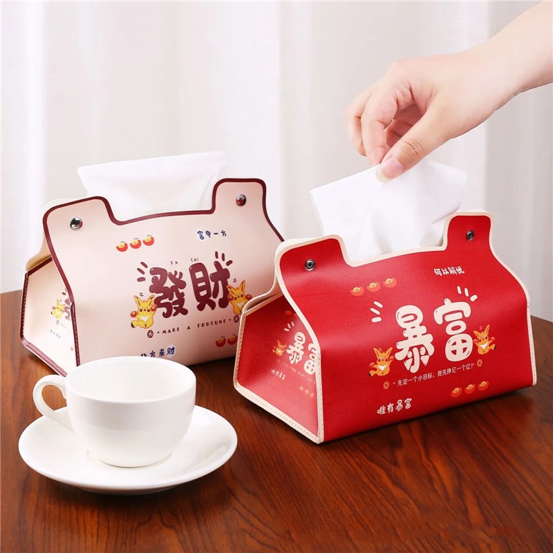 Cartoon Cute CNY 2024 Tissue Holder Chinese New Year Home Decoration ...
