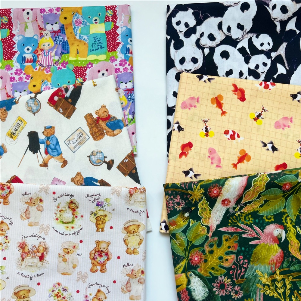 Cartoon Panda parrot 100% Cotton Fabric Patchwork Sewing Quilting goldfish Fabrics Needlework ...
