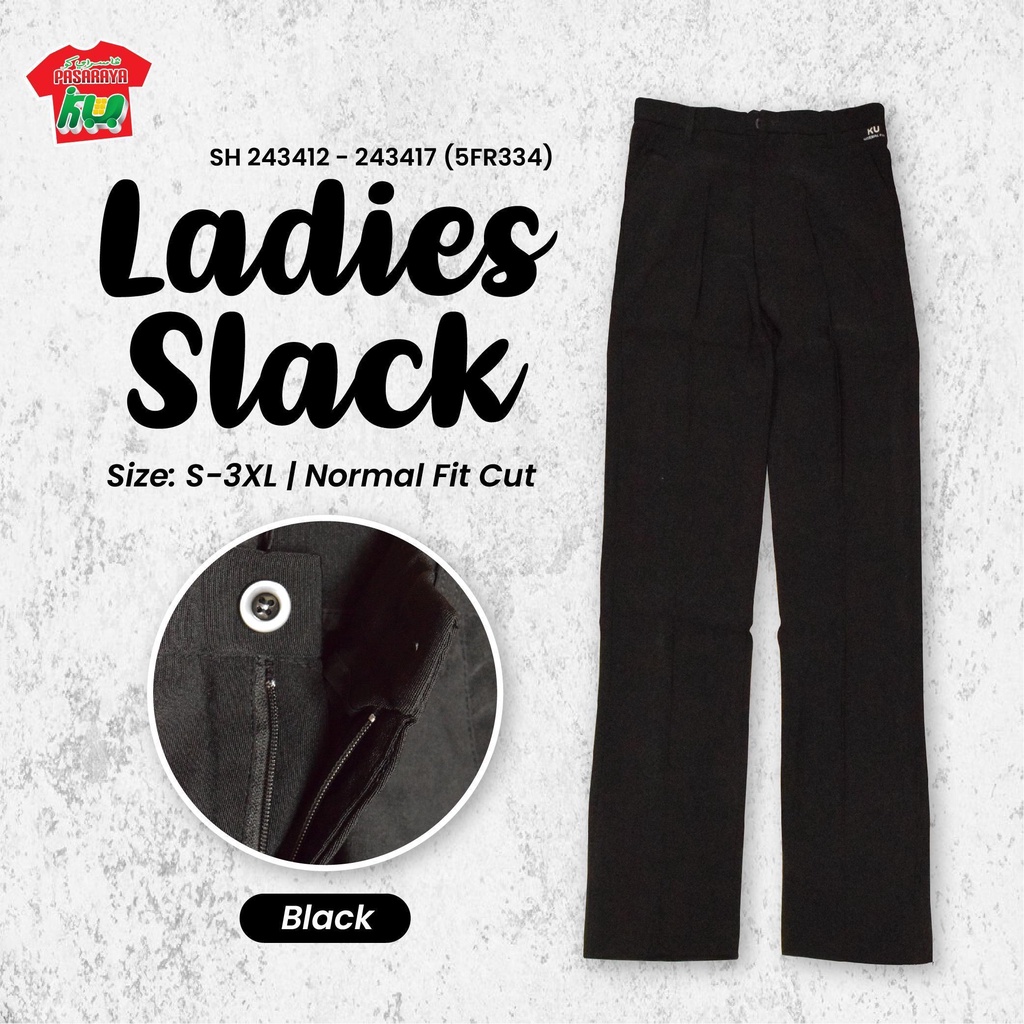 LADIES SLACK PANT | NORMAL FIT CUT | BLACK | Shopee Malaysia