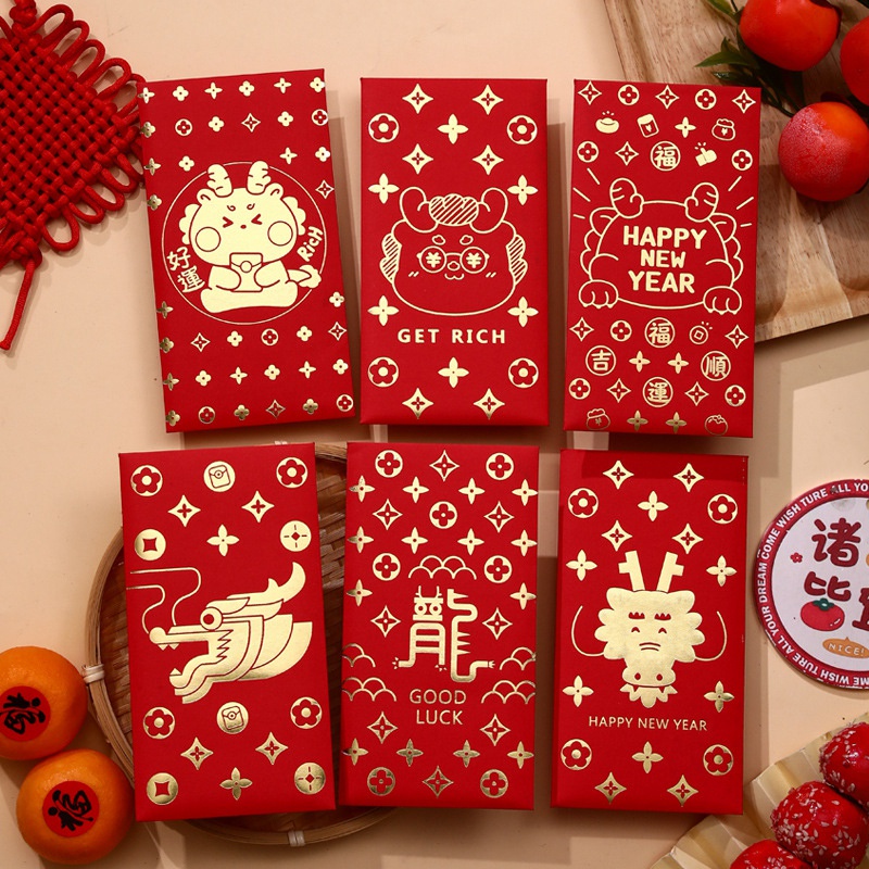 6pcs/Set Dragon Year Red Envelope Lucky Ampao Money Bag Spring Festival ...