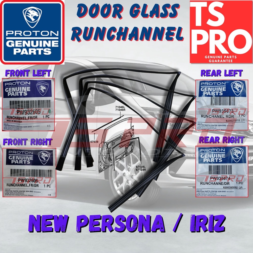Proton New Persona VVT Genuine Front Rear Door Glass Runchannel Rubber ...