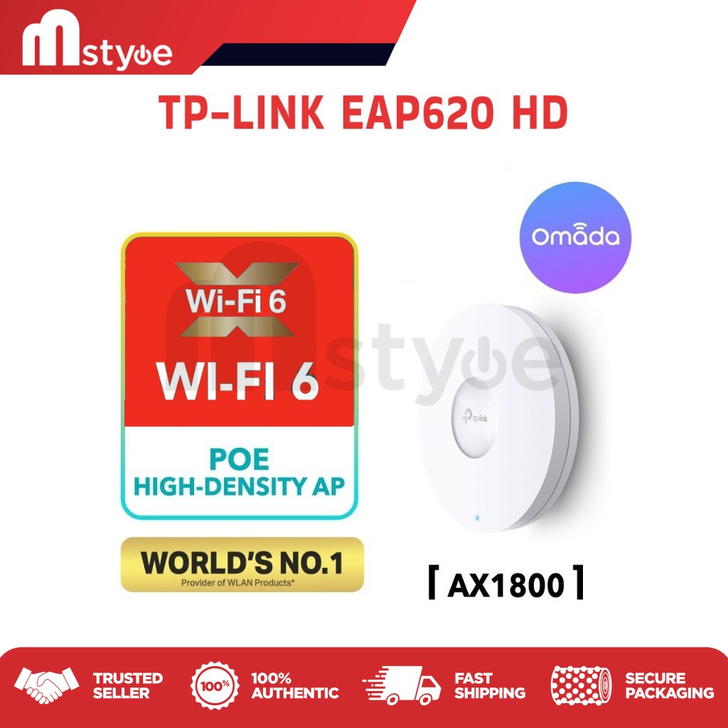 TP-LINK EAP620 HD AX1800 Wireless Dual Band Wifi 6 High Density Ceiling ...