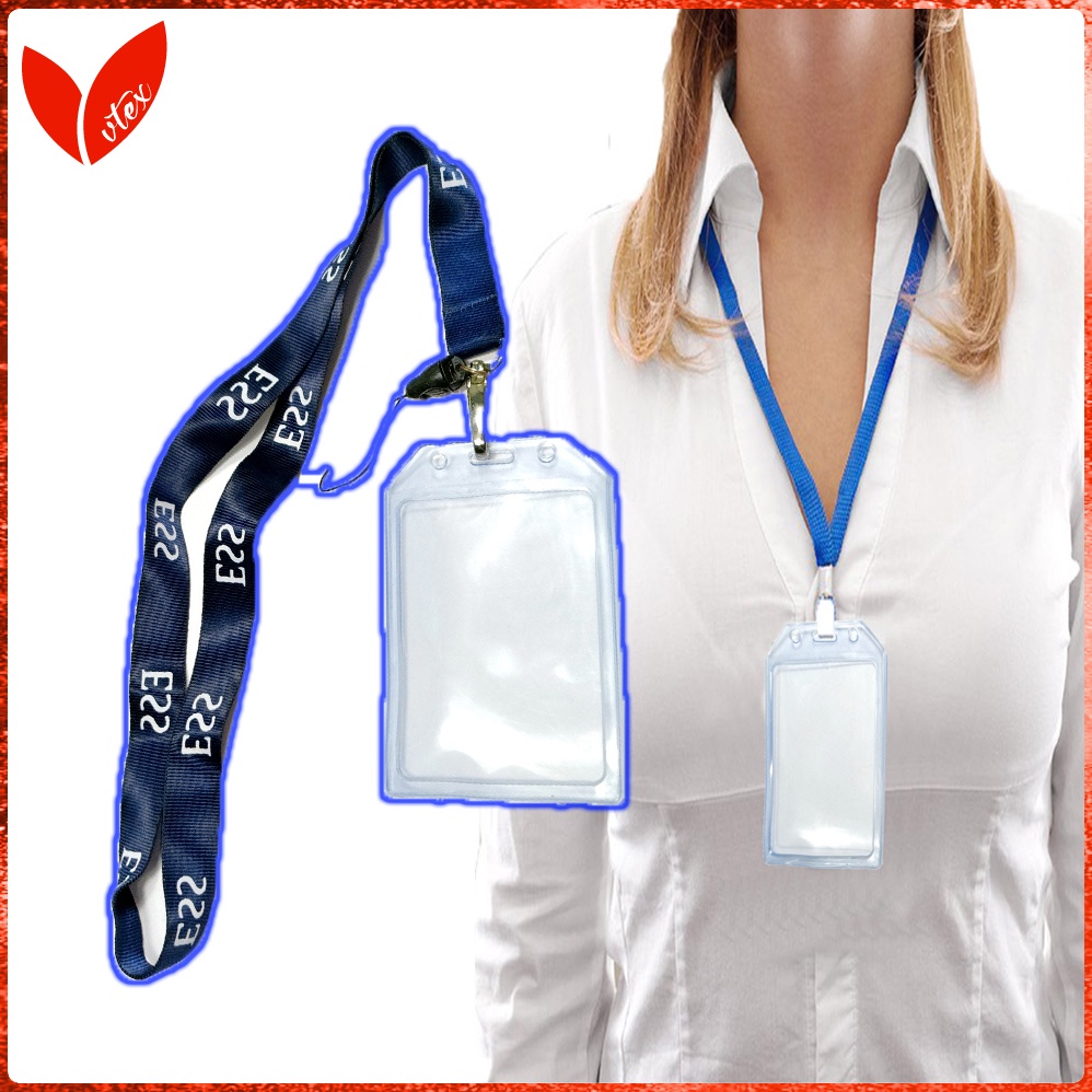 Employee Work Badge ID Card Holder Vertical Holders With Lanyard Neck ...
