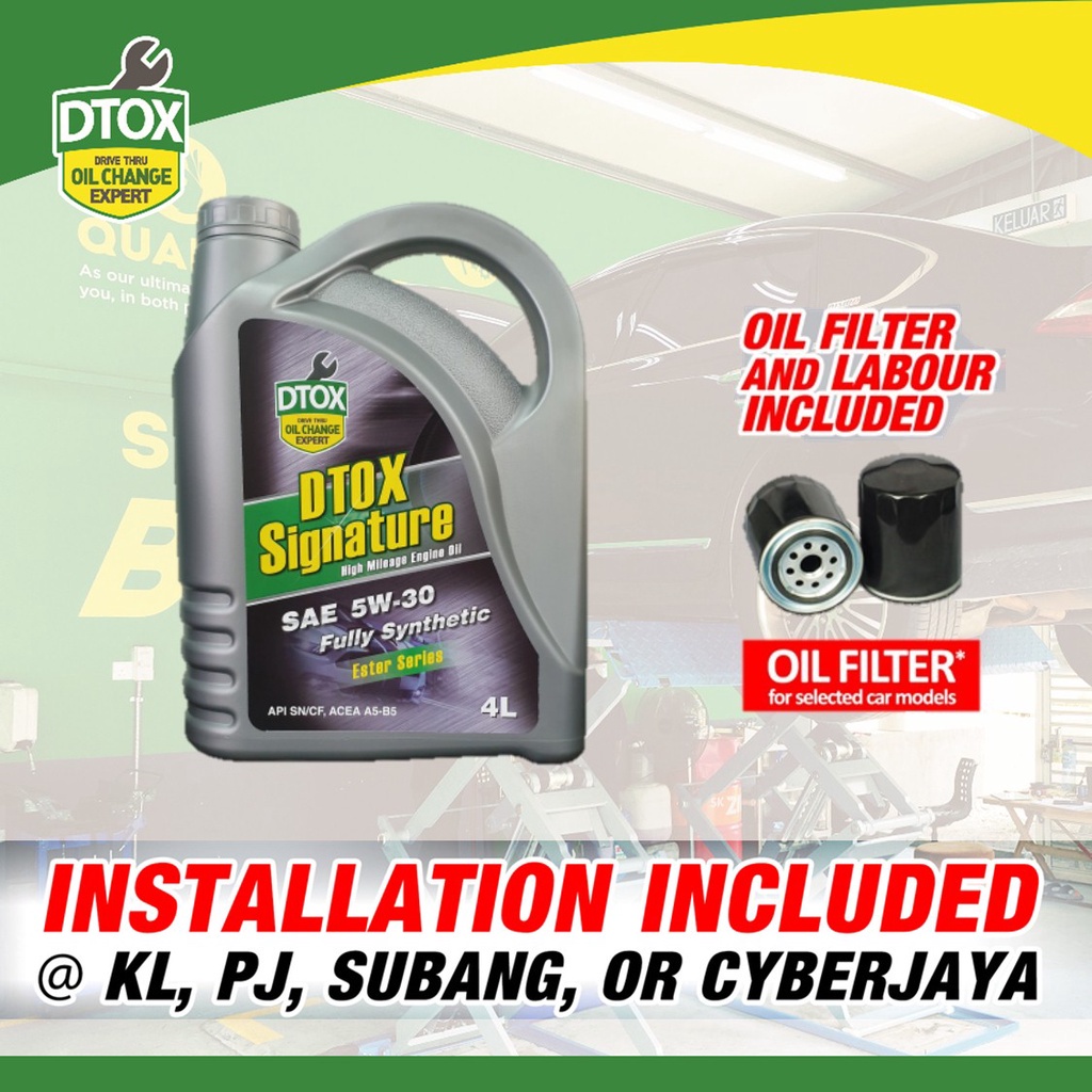 Toyota Engine Oil Service Package - DTOX 5W30 Fully Synthetic | Shopee ...