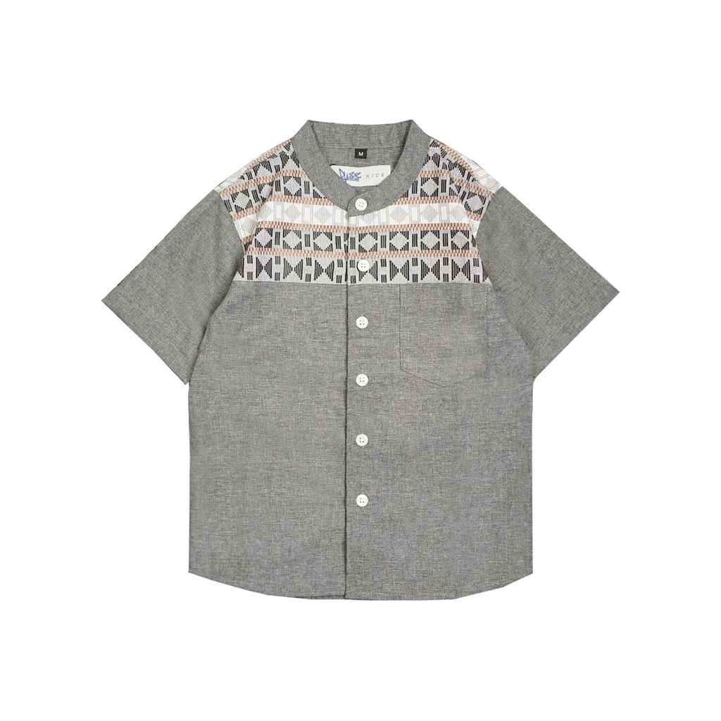 KEMEJA Russ Kids Shirt Bashar Dark Gray Short Sleeve Koko Shirt ...