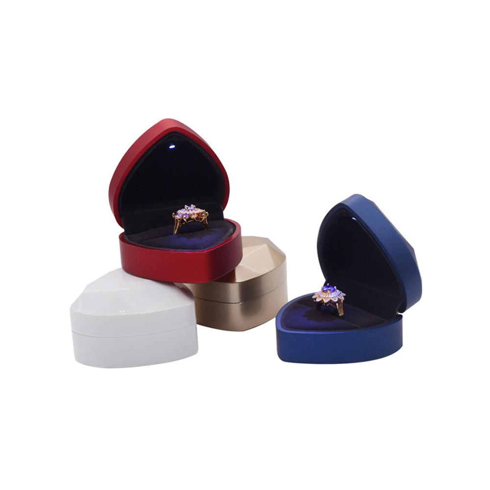 Ring Box With LED Wedding Ring Pendant Box Display Storage Jewelry Case ...