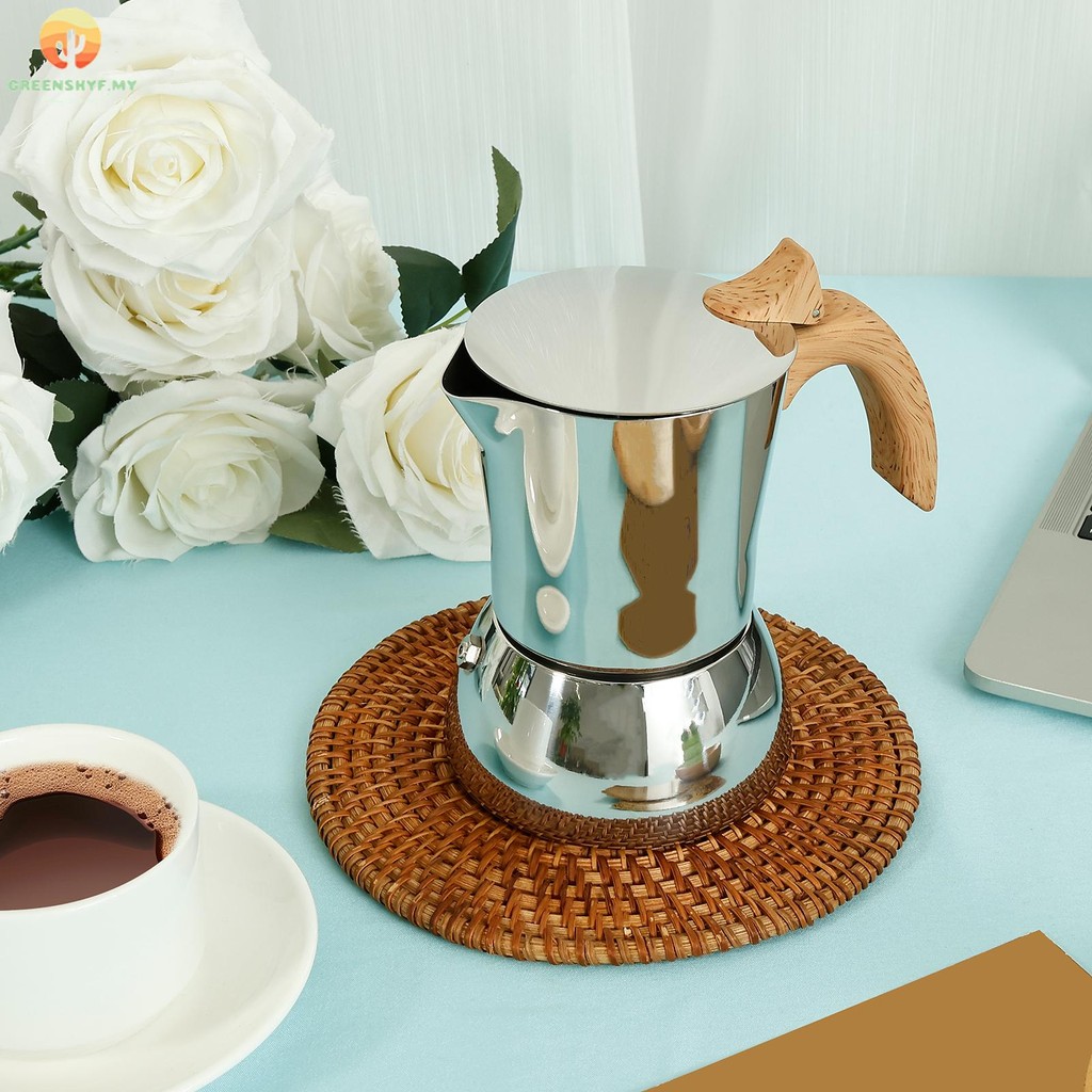 Induction Moka Pot 200ML Stainless Steel Stovetop Coffee Makers ...