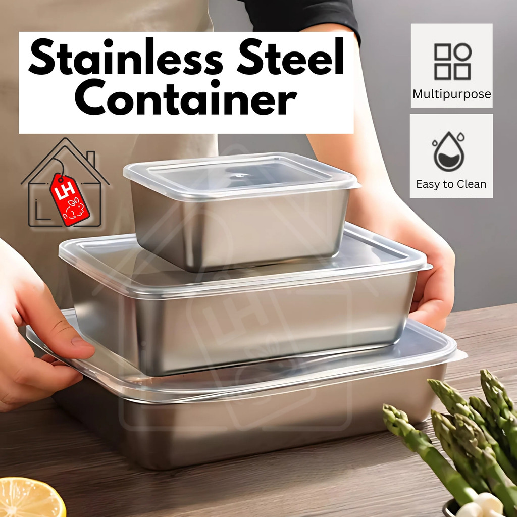 Stainless Steel Container with Lid Bekas Stainless Steel Bertutup Food ...