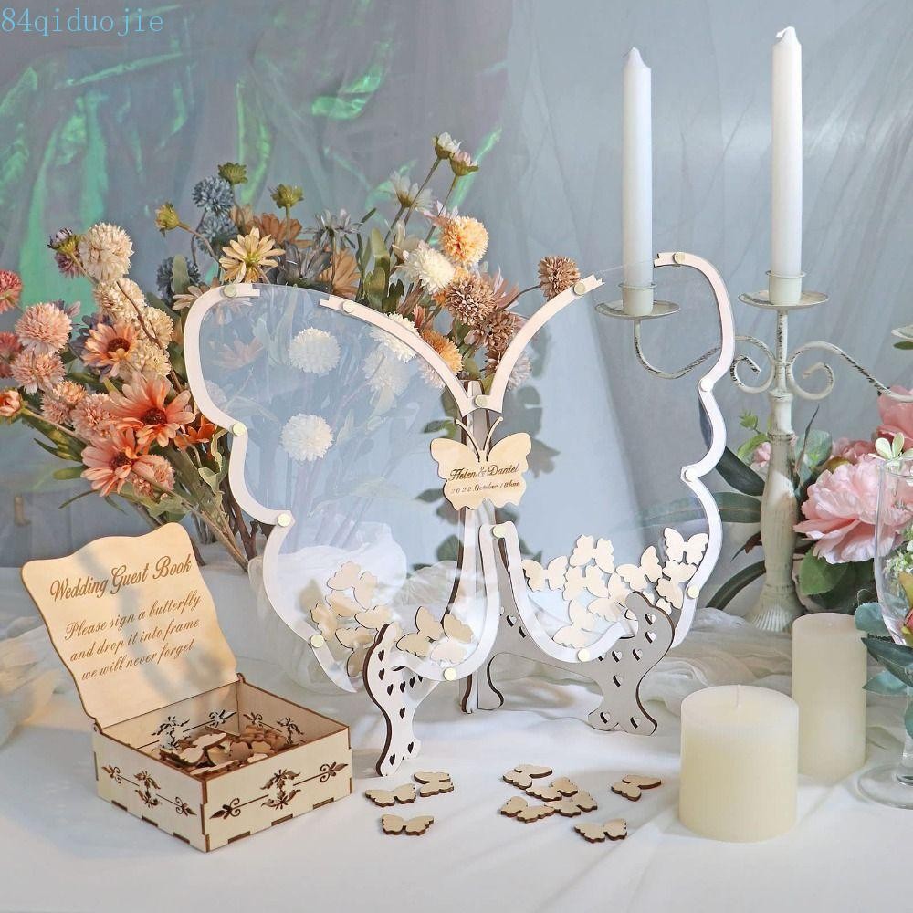 QIDUOJIE Butterfly Check-in Desk, Custom Name Alternative Wedding Guest ...
