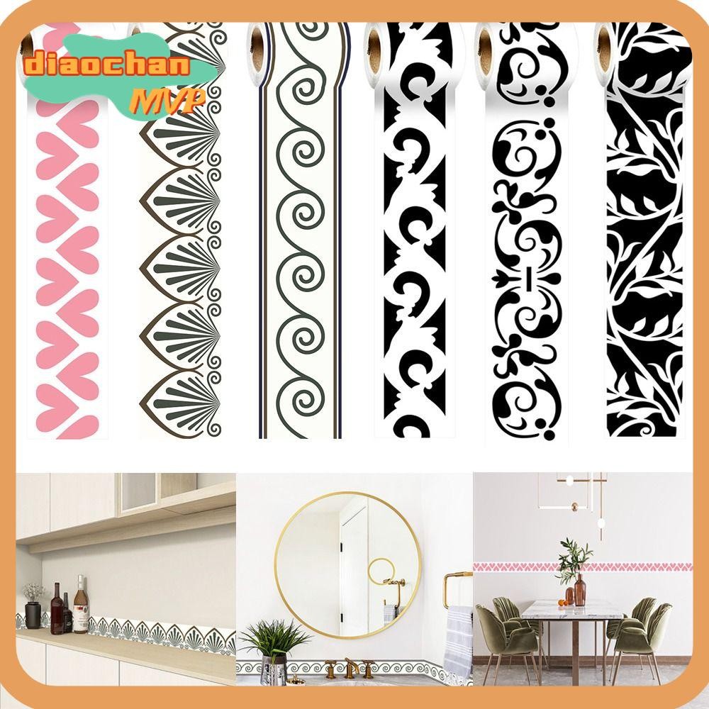DIACHAMY 240cm Wallpaper, Baseboard Room Waist Line, Floor Tile PVC ...