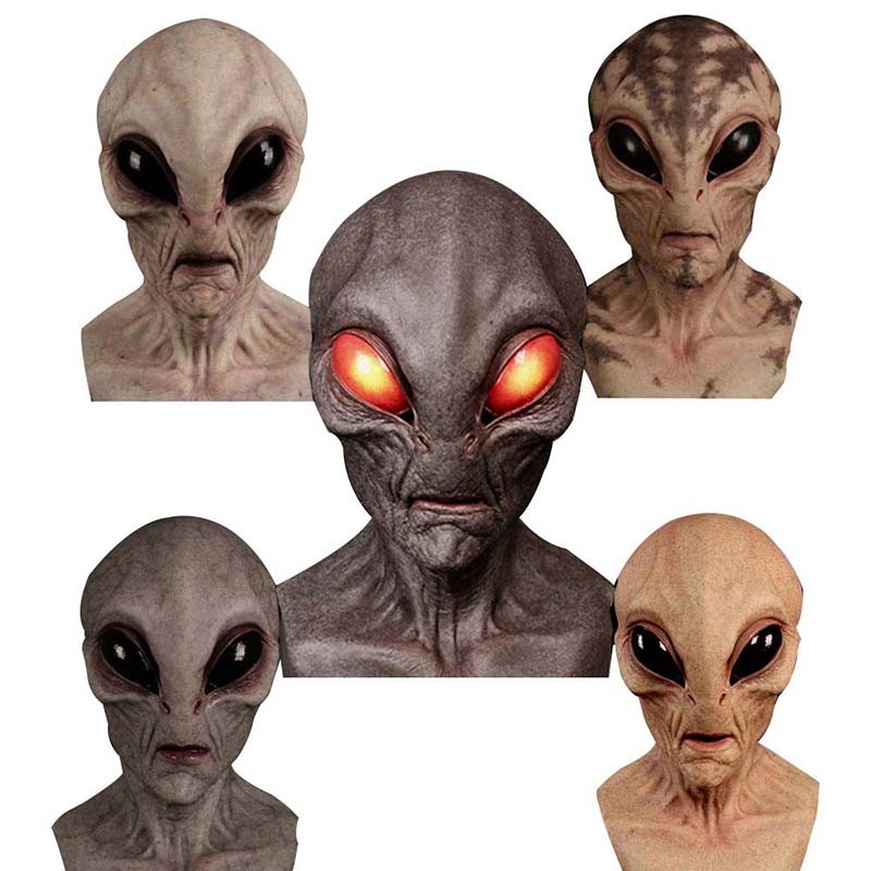 Halloween Alien Mask Scary Horrible Big Eyes Horror Alien Mask Full ...