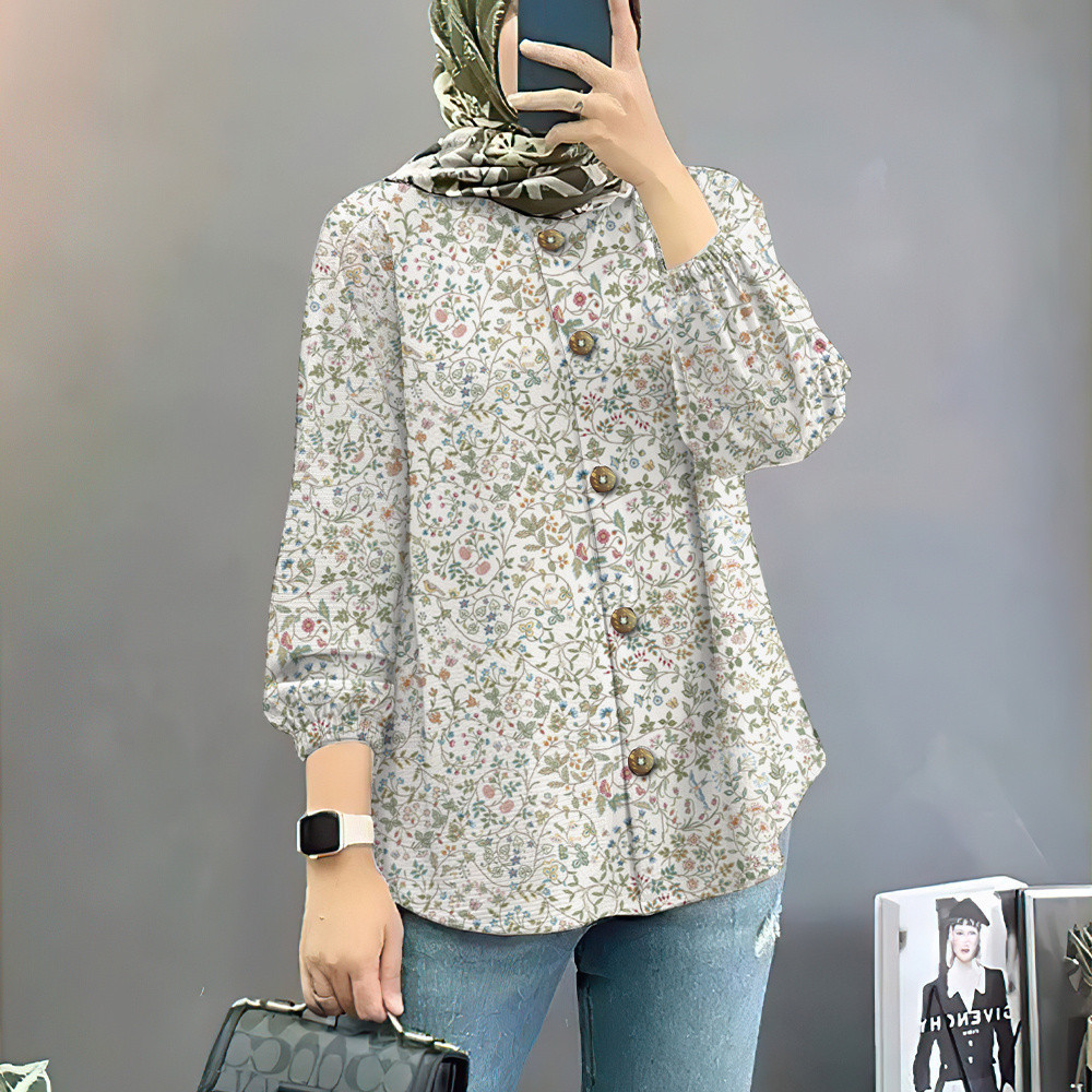 Baju Muslim clothes plus size Baju Raya Vintage floral Muslimah Blouse ...
