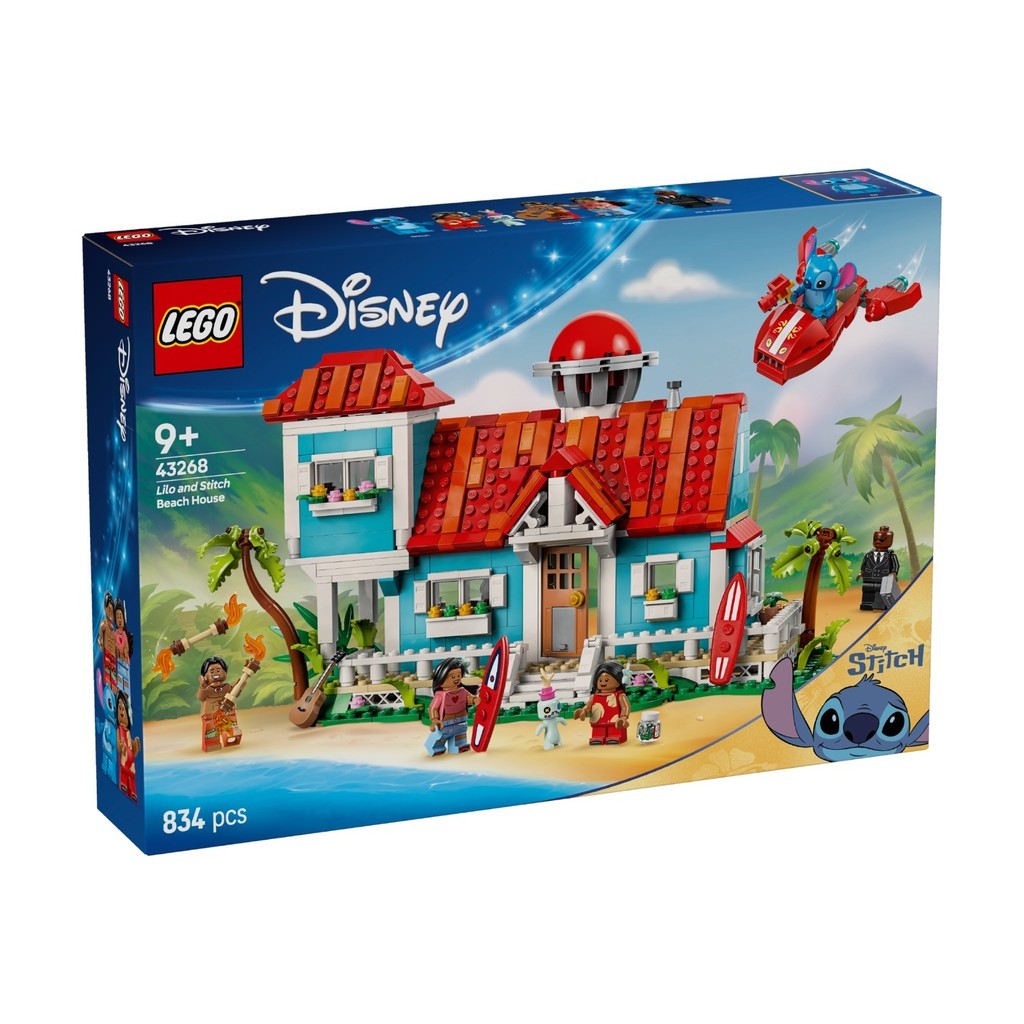 LEGO 43268 Disney Lilo and Stitch Beach House Building Toy Set (834 ...