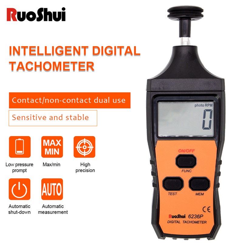 Digital Tachometer RuoShui 6236P Non-Contact Laser Tachometer Auto ...