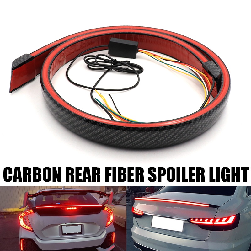 120CM Universal Carbon Fiber Multifunction Trunk Spoilers LED Light ...