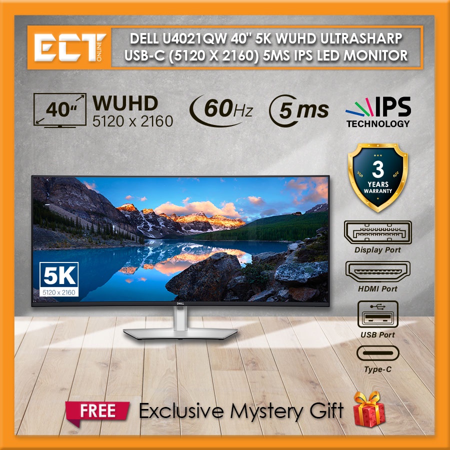 Dell U4021QW 40" 5K WUHD UltraSharp USB-C (5120 x 2160) 5MS IPS LED Monitor | Shopee Malaysia