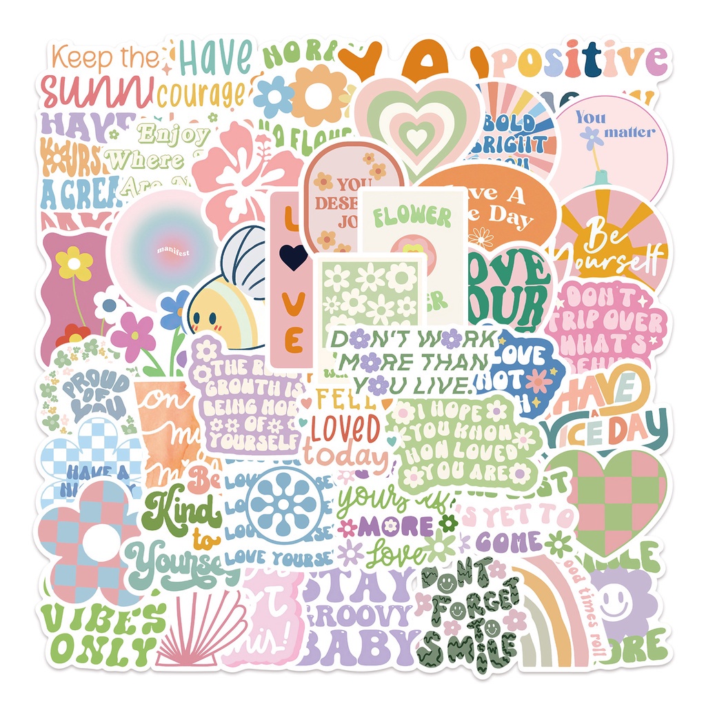 DANISH PASTEL INSPIRATIONAL QUOTES 50 pcs Waterproof Non Repeating ...