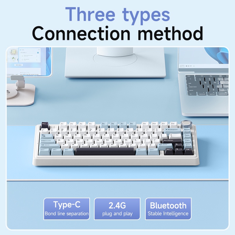 Ready stock!! AULA F75 customized mechanical keyboard gasket structure full-key hot Swap ...