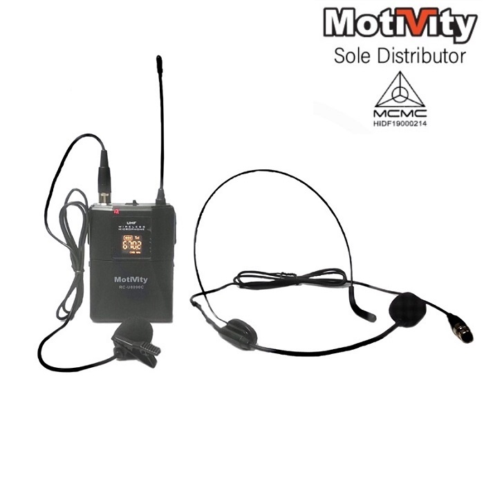 Motivity RC-U8090C UHF Single Channel Wireless Headset Microphone ...