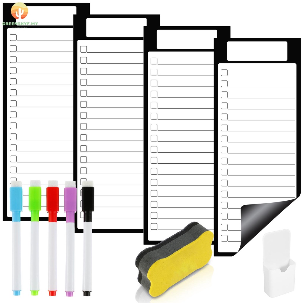 4Pcs Magnetic to Do List White Board for Fridge Reusable Magnetic Dry ...