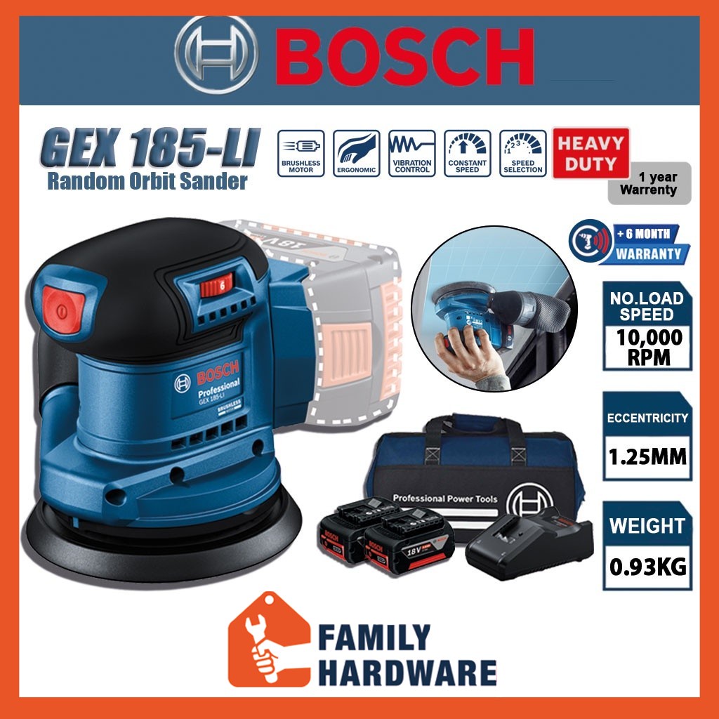 BOSCH GEX 185-LI Cordless Professional Random Orbit Sander GEX 185 GEX185 Brushless Motor With ...