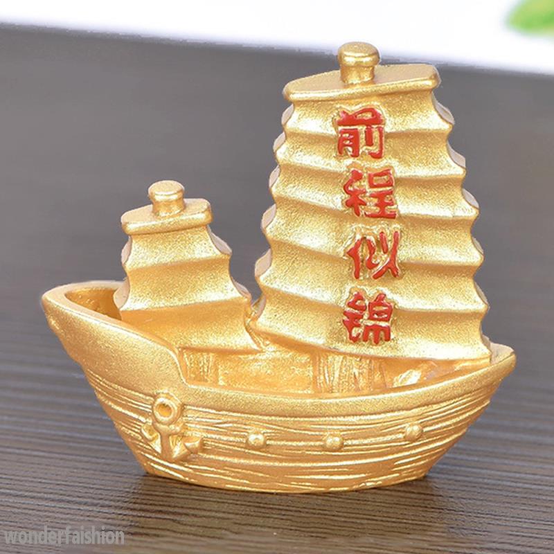 Ingot Gold Chinese Yuan Bao Wealth Golden Statue Ingots Decor Ornament ...