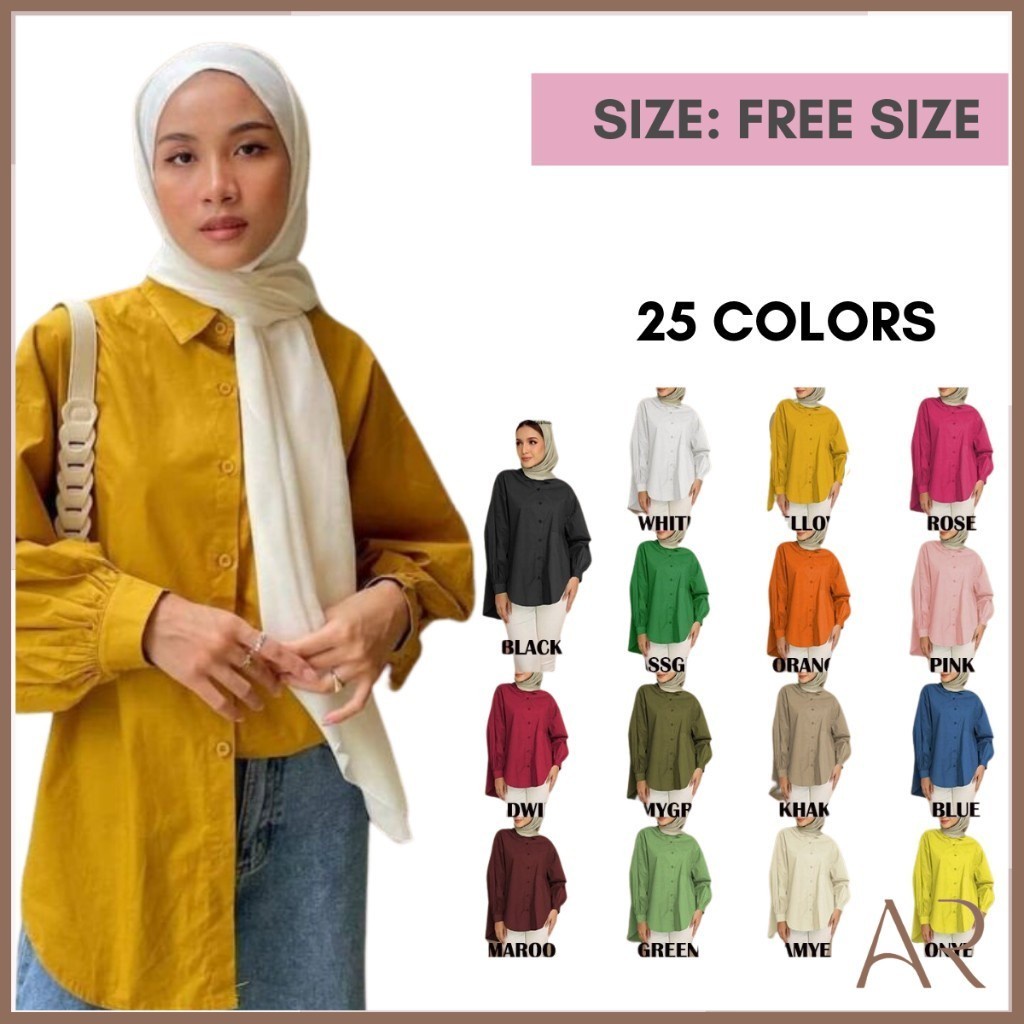 Aaraya Baju Blouse Wanita Korean Blouse Viral Kemeja Kelly Full Button ...