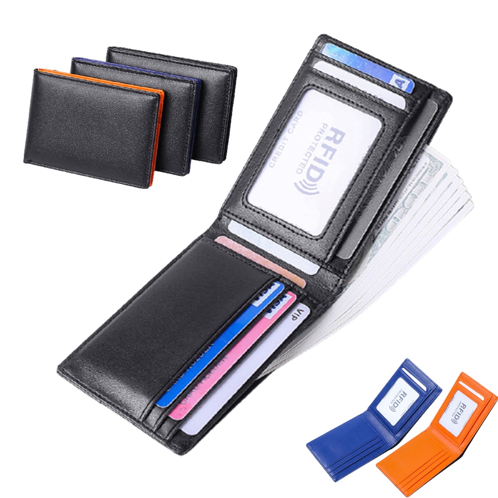 Men Slim Smart Wallet Purse Mini Genuine Leather Money Bag Rfid Bank ...