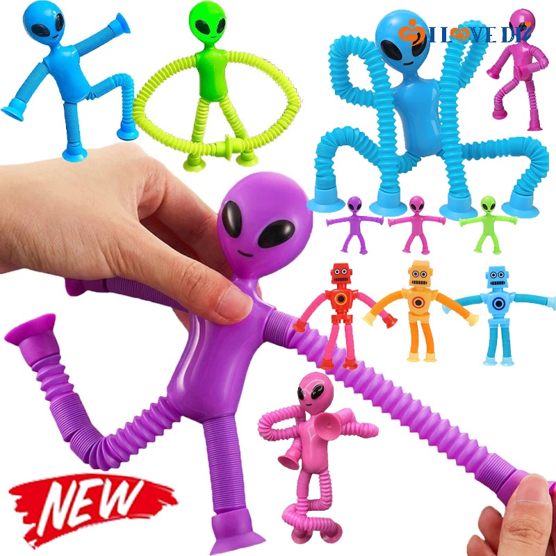Telescopic Pop Tube Alien Sensory Toys Kids Stress Relief Stretch Tubes ...